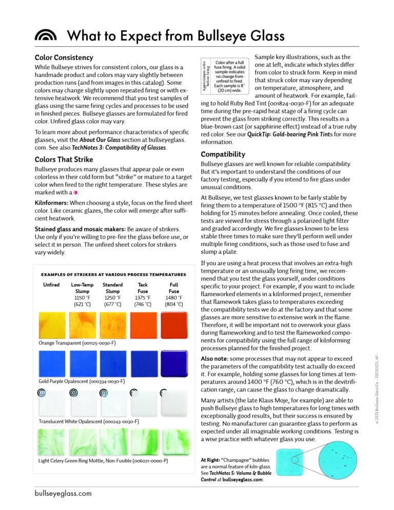 Bullseye Glass | Product Use Article | What to Expect from Bullseye Glass