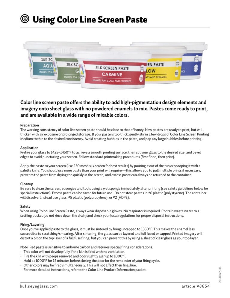 Bullseye Glass | Product Use Article | Using Color Line Screen Paste