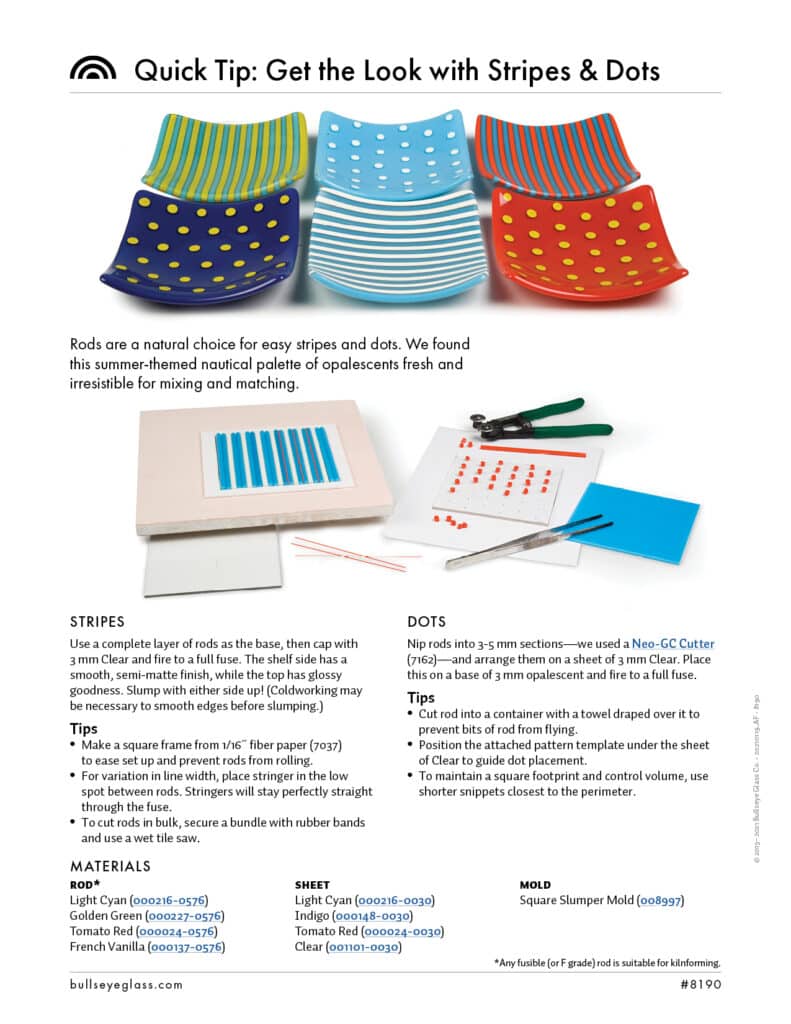 Bullseye Glass | Quick Tip Article | Stripes and Dots Bullseye Glass | Quick Tip Article | Stripes and Dots