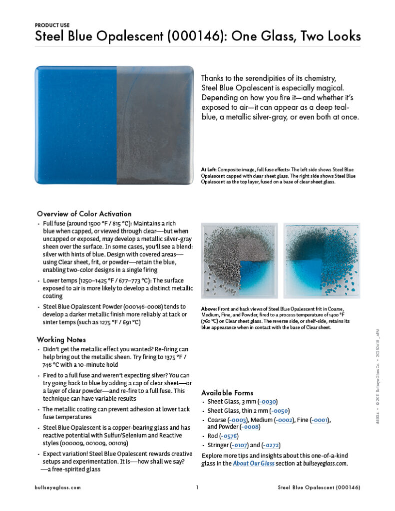 Bullseye Glass | Product Use Article | Special Effects: Steel Blue ...
